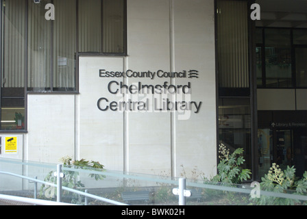 Chelmsford Library with sign Stock Photo - Alamy