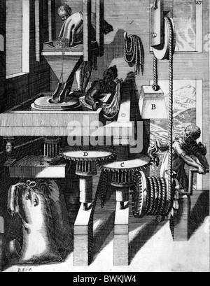 Hand Powered Milling Machine 17th Century Engraving Stock Photo - Alamy