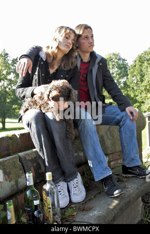 Boozer alcoholic Jobless unemployed persons hopelessly Sad bored Couple ...