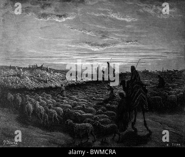ABRAM, ABRAHAM, JOURNEYING INTO THE LAND OF CANAAN, BY GUSTAVE DORÉ. Dore, 1832 - 1883, French ...