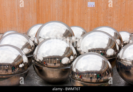 Silver ball sculpture at Palaise Royal Paris Stock Photo - Alamy