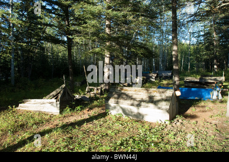 Indian graves, Fort Vermilion settlement, Alberta, Canada Stock Photo ...