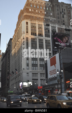 Macy's department store in New York City, USA is lit in blue in ...