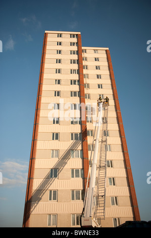 High Rise Flats Fire & Engine Fire & Rescue Service UK Stock Photo - Alamy