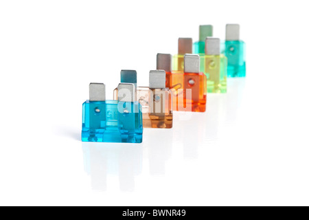 Electric fuses on white background Stock Photo - Alamy