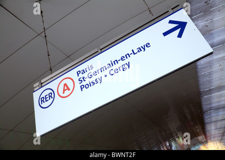RER French railways sign to Paris, France Stock Photo - Alamy