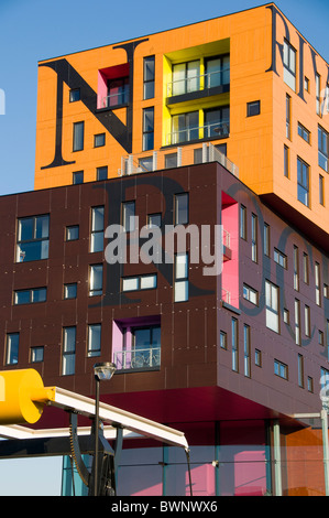 The Chips apartment building, by Will Alsop, from a bridge beside the ...