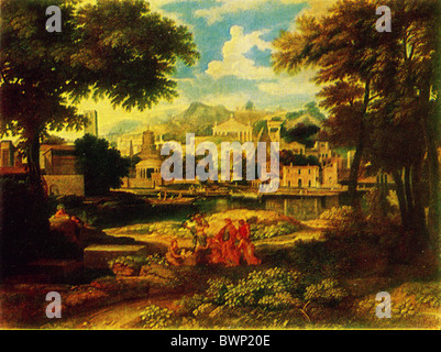 Landscape with the Finding of Moses - by Etienne Allegrain Stock Photo ...