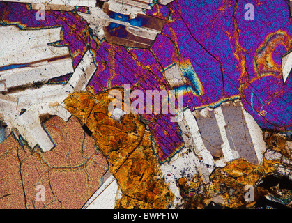 Vent Dolerite, geological microscope slide in cross polarised light ...