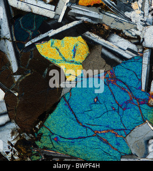 Vent Dolerite, geological microscope slide in cross polarised light ...