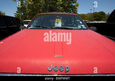 Interior of older used car in poor condition traded in for new, more ...