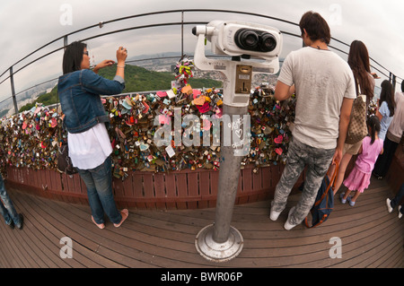 Love key locks at Namsan Tower is the traditional way of symbolic that ...