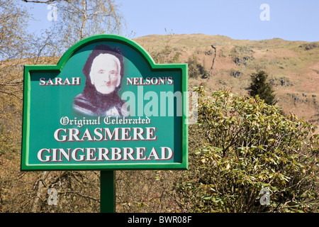 Sarah Nelson's Gingerbread Sign, Grasmere, Lake District; England; UK ...