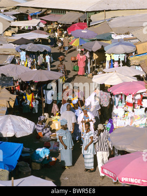 Gambia Banjul city Downtown Albert market Africa town overview high ...
