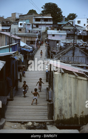 Brazil, Amazonas State, Manaus, slum on the edge of a marsh (aerial ...