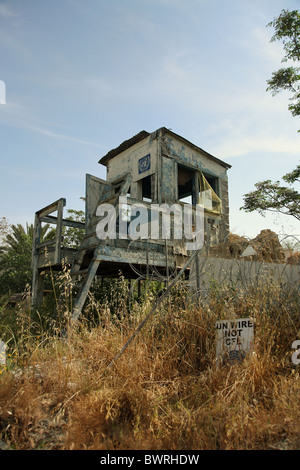 Deserted area and ruins at the former border checkpoint Dreilinden ...