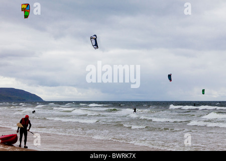 Kitesurfing at Machrihanish on the Kintyre Peninsula, Argyll & Bute ...