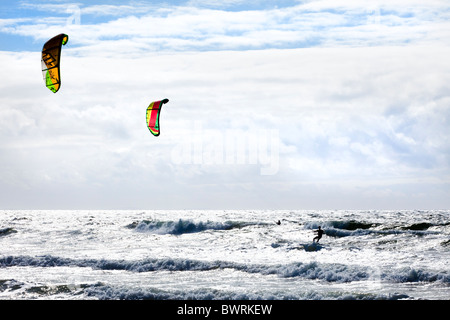 Kitesurfing at Machrihanish on the Kintyre Peninsula, Argyll & Bute ...