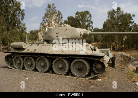 T34 Syrian tank at a memorial on the Golan Heights,Israel Stock Photo ...