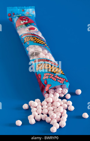 Millions strawberry flavored tiny pink circular chewy sweets Stock ...