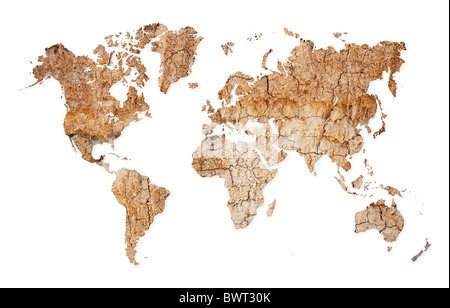 Map of the world with continents from dry deserted soil Stock Photo - Alamy