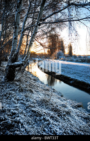 winter snow scene sunrise england uk Stock Photo - Alamy