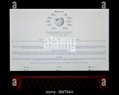 Photograph of the Wikipedia website on a laptop. FOR EDITORIAL USE ONLY ...
