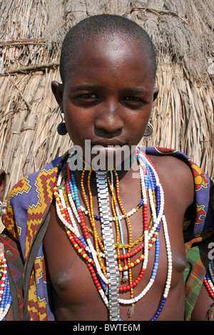 Portrait of an Erbore tribe girl, Omo valley, Murale, Ethiopia Stock ...