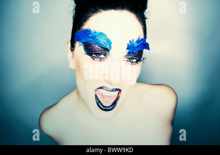 Portrait, extreme and aggressive, using angles. Extreme makeup and ...