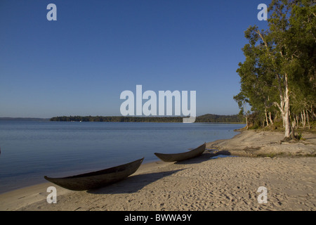 Dug out canoe beach Bush House looking towards Stock Photo - Alamy
