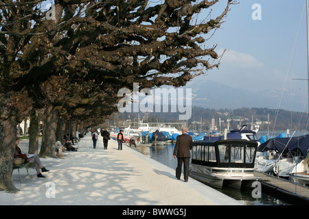 Park at waterfront of lake Lucerne in Luzern, Switzerland Stock Photo ...