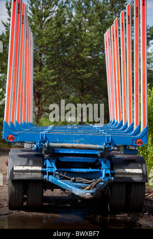 Empty Finnish logging truck trailer , Finland Stock Photo - Alamy