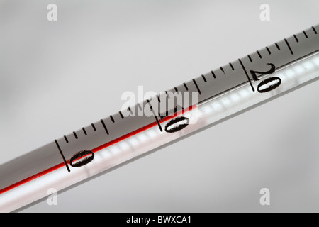 Detail of spirit thermometer as used for many none critical temperature ...