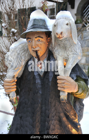 shepherd carrying sheep on shoulders Ovis aries Stock Photo - Alamy