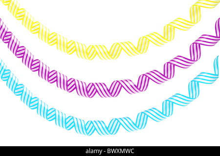 colorful streamers on white background Stock Photo - Alamy