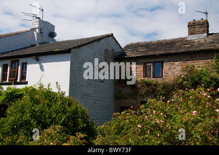 Cottages in Higham in the Pendle Hill area in Lancashire in Northern ...