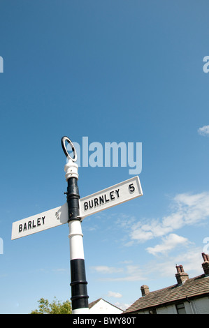 Sign post in Newchurch in Pendle on Pendle Hill area in Lancashire in ...