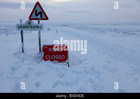 Ringinglow Road above Sheffield. The road is closed because of heavy ...