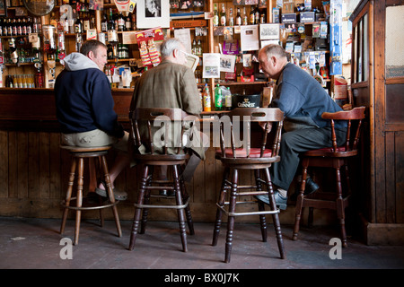 men drinking in traditional Irish pub Cahersiveen, County Kerry Ireland ...