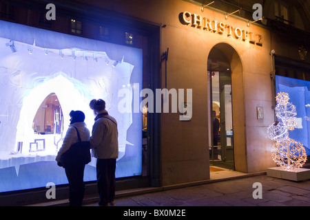 Christofle luxury shop display with Christmas motifs, rue Royale, Paris ...