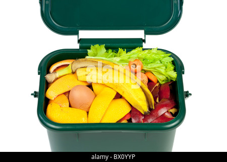 Food waste bin, cut out of brown recycling bin for food waste, UK Stock ...