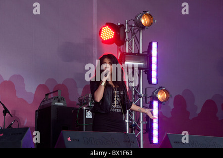 Female Ukrainian pop singer during a concert at Independence Square in ...