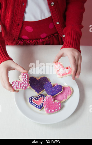 Heart shaped cookies on an old wooden table Stock Photo - Alamy