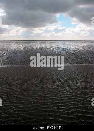 Busum ebb tide Germany Europe low mood mud Mud flats sand scenery ...