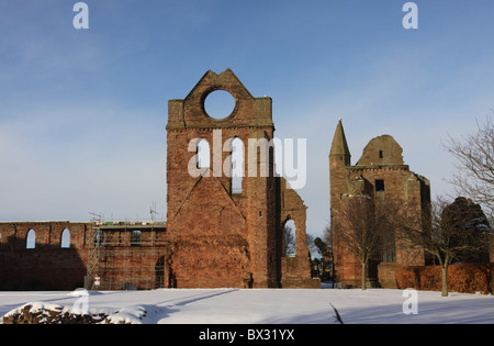 Arbroath Abbey in Winter, Arbroath, Angus, Scotland, U.K Stock Photo ...