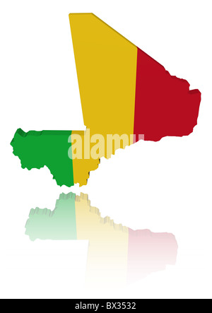 Mali map flag with reflection illustration Stock Photo - Alamy