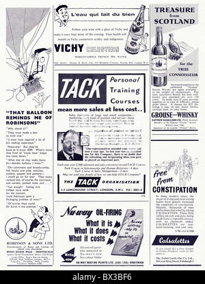Full page of typical adverts in Edwardian era magazine dated 1908 Stock ...