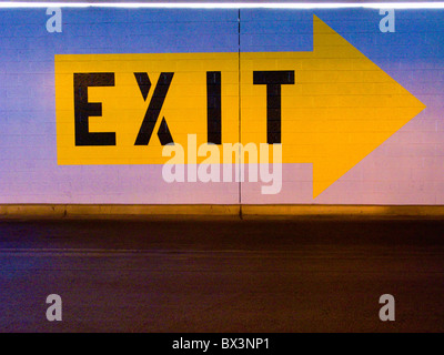 Exit sign at parking garage Stock Photo - Alamy