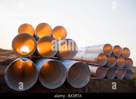 Stack Of Culvert Pipes; Edmonton, Alberta, Canada Stock Photo - Alamy