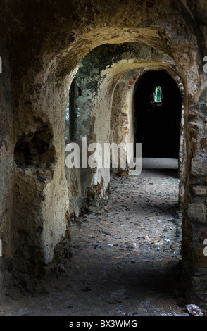 Castle corridor with archway in the old town of Husum, connection ...